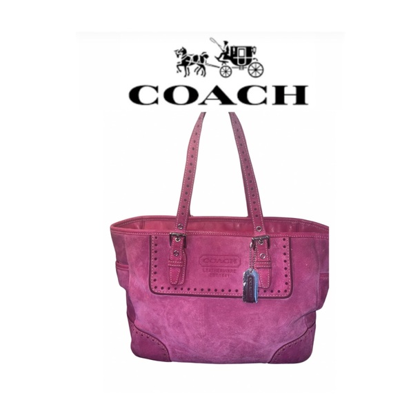Coach | Bags | Coach Euc Vintage Hampton Pink Suede Carryall Bag | Poshmark